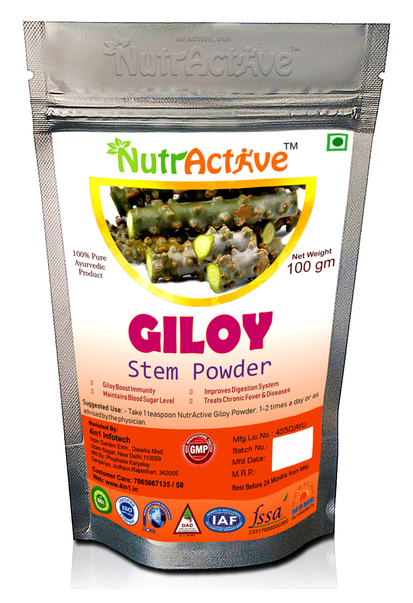 NutrActive Giloy Stem Powder 100 gm (100 g) – herbokart.com